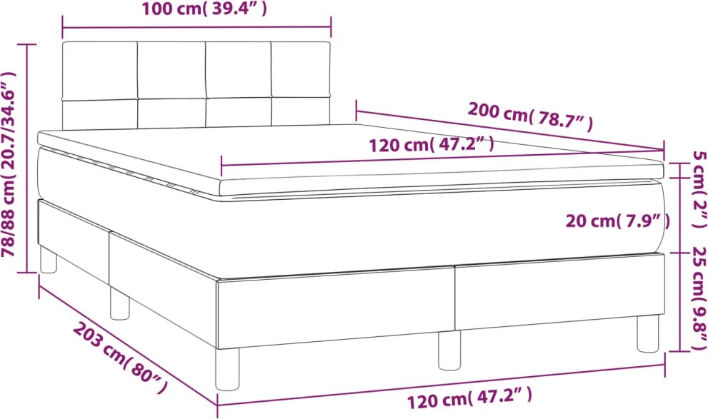Box spring postel s matrací černá 120x200 cm textil 3140603