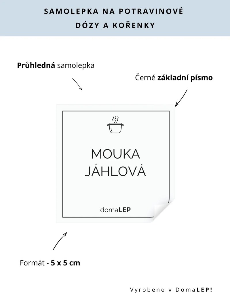 MOUKA JÁHLOVÁ – průhledná samolepka na dózu, 5 × 5 cm | DomaLEP