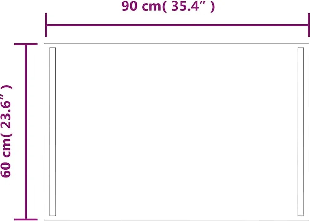 Koupelnové zrcadlo s LED osvětlením 90 x 60 cm 151752
