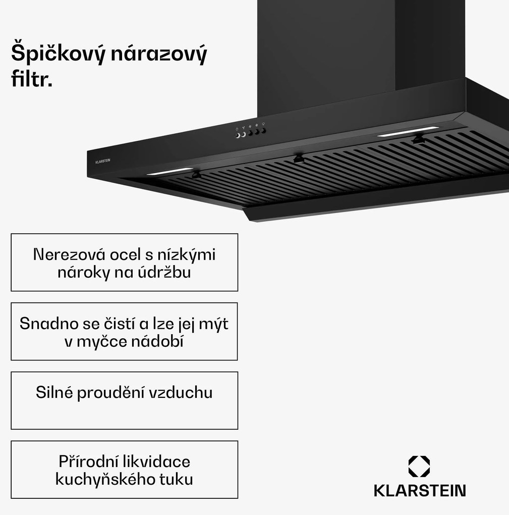 Klarstein AeroClean digestoř, 649,9 m³/h, 4 úrovně, EEK A++, odsávání/recirkulace vzduchu