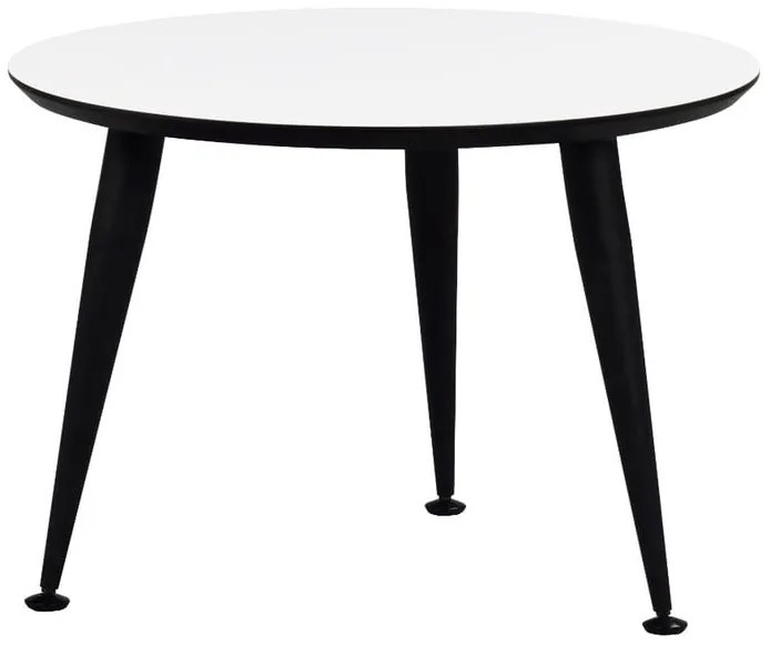 Bílý konferenční stolek s černými nohami Folke Strike, výška 40 cm x ∅ 56 cm