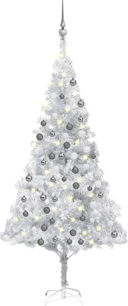 vidaXL Umělý vánoční stromek s LED a sadou koulí 180 cm PVC [3077504] Barva: zlatá