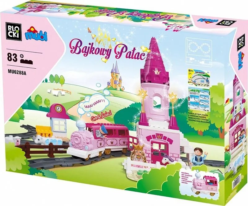 Blocki Mubi stavebnice Vláček - pohádkový zámek typ LEGO DUPLO 83 dílů se světlem a zvukem
