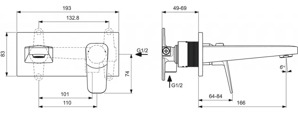 Ideal Standard Ceraplan - Umyvadlová baterie pod omítku, chrom BD244AA