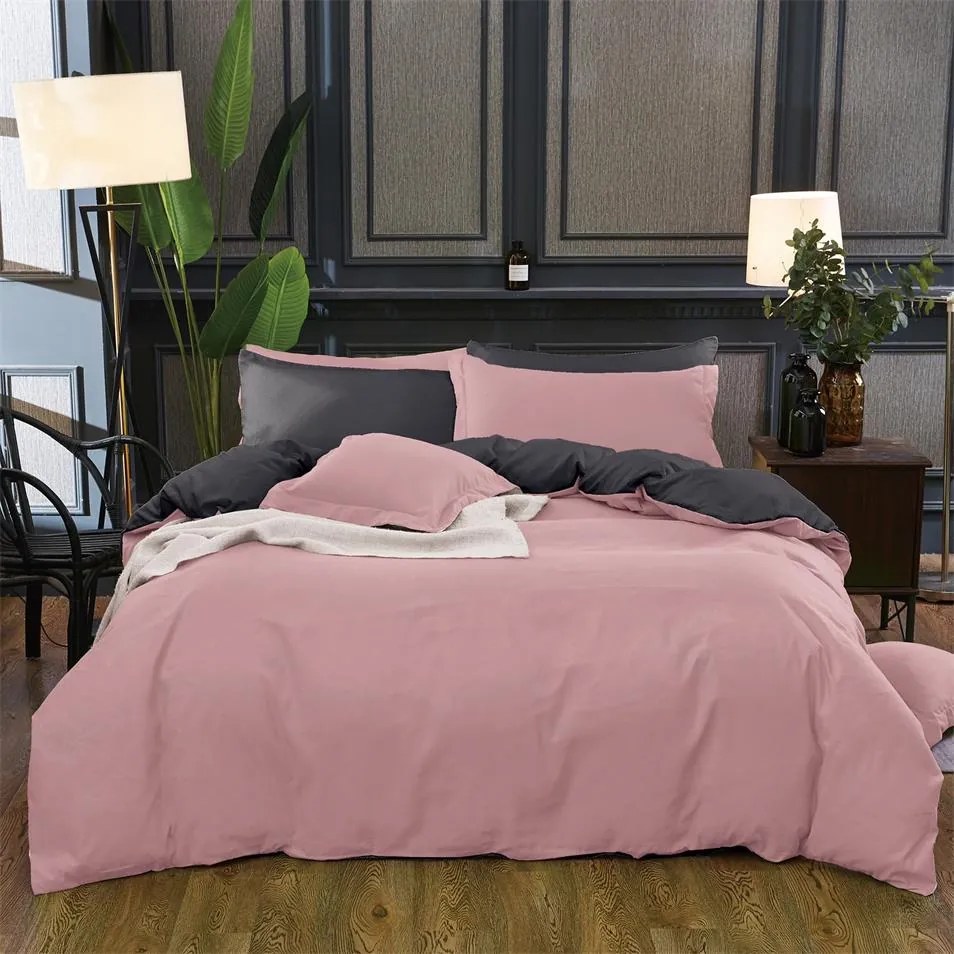 Bavlissimo 7-dílné povlečení bavlna/mikrovlákno růžová šedá 140x200 na dvě postele