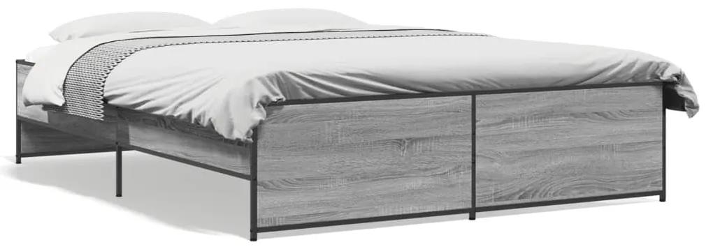 Rám postele šedý sonoma 140 x 200 cm kompozitní dřevo a kov,  3279890
