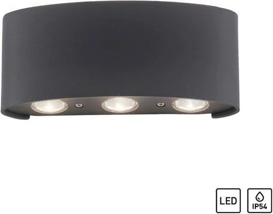 PN 9488-13 CARLO LED nástěnné svítidlo, 6-bodovkové, antracit, venkovní a vnitřní, dekorativní 3000K - PAUL NEUHAUS