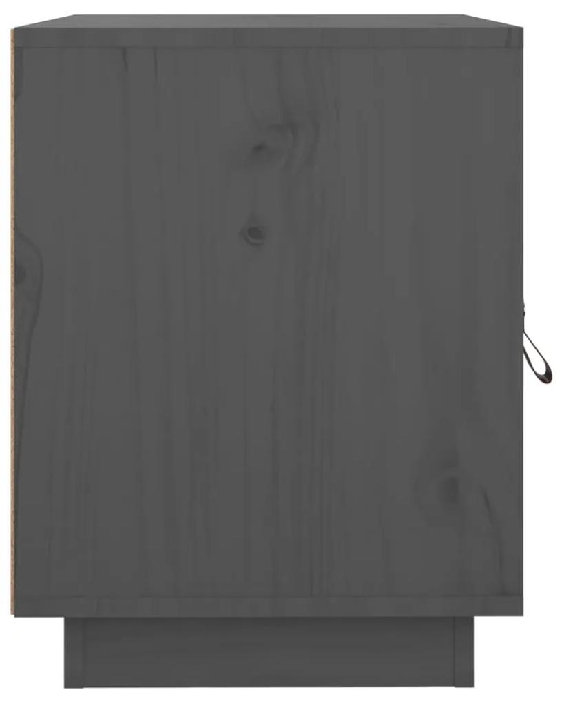 Noční stolek šedý 40 x 34 x 45 cm masivní borové dřevo - Default Title