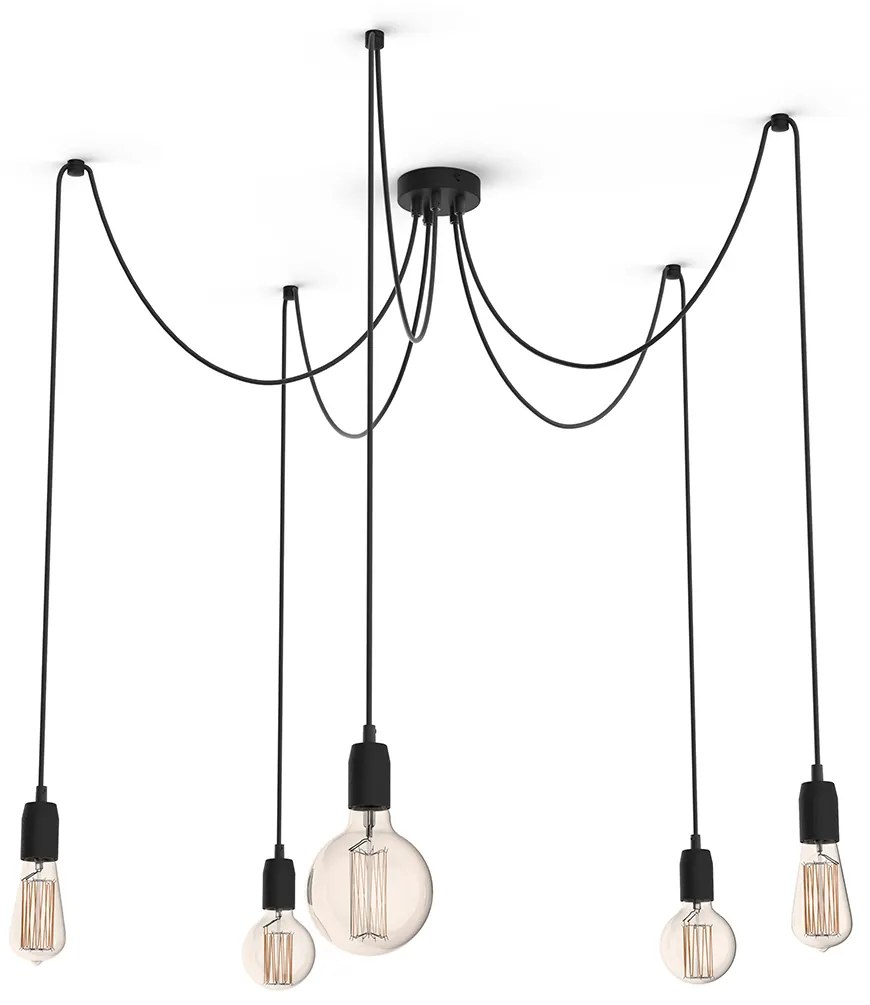 Light for home - Závěsné Svítidlo "SPIDER" 17506 - Moderní Elegance a Flexibilita, 5x60W, E27, Černá