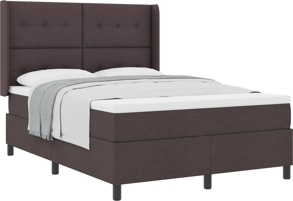 Postel s boxspringem s čelo Tmavě hnědá 190 x 140 cm textil 3341640
