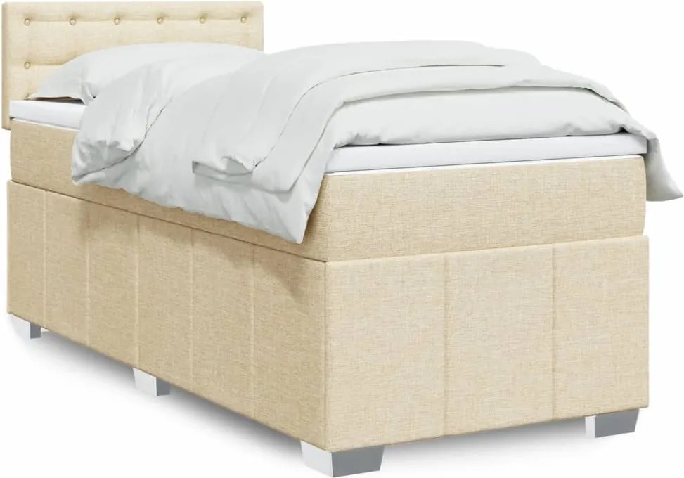 Box spring postel s matrací krémová 100 x 200 cm textil 3286998