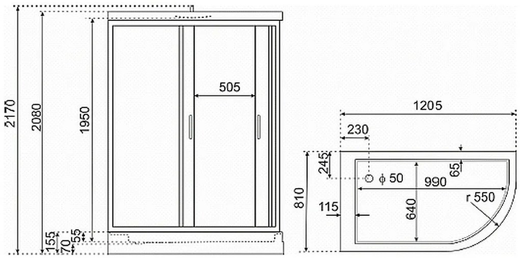 Aplomo Gibi 120x81x217 L/P masážní sprchový box Orientace Levá