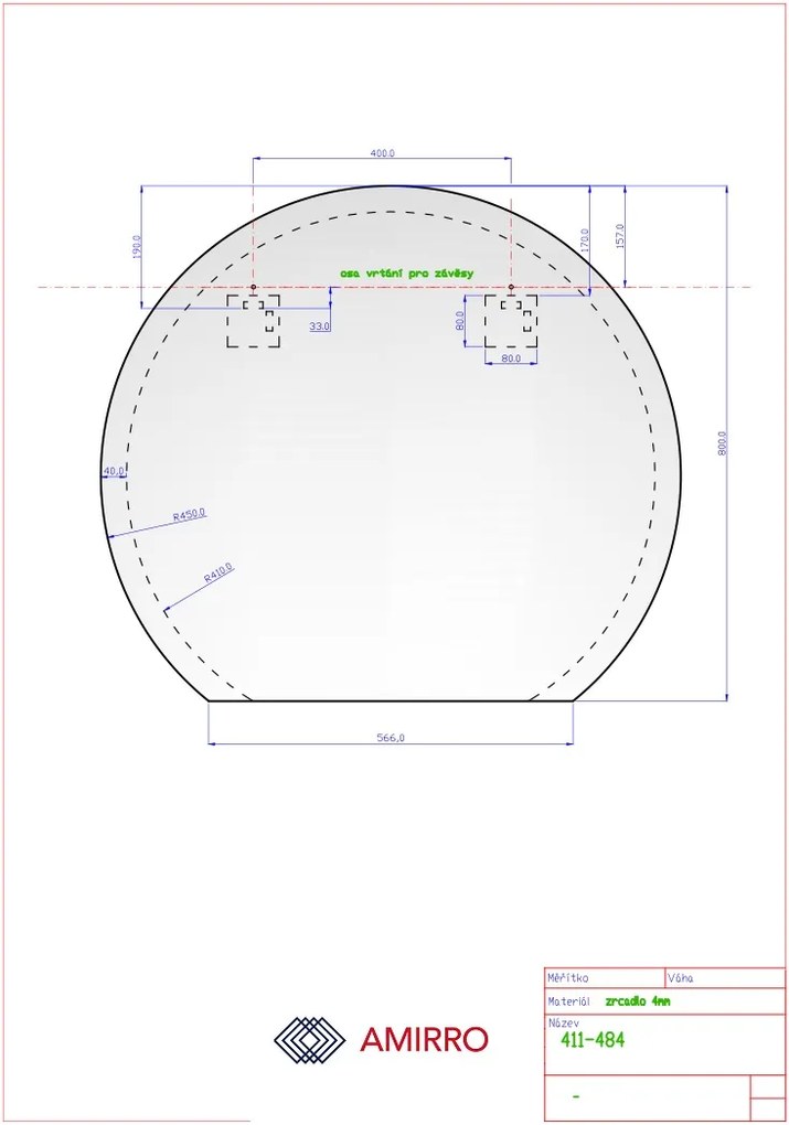 AMIRRO Zrcadlo Ambiente WHITEMOON 90 x 80 cm na chodbu do předsíně nástěnné do koupelny na zeď 411-484