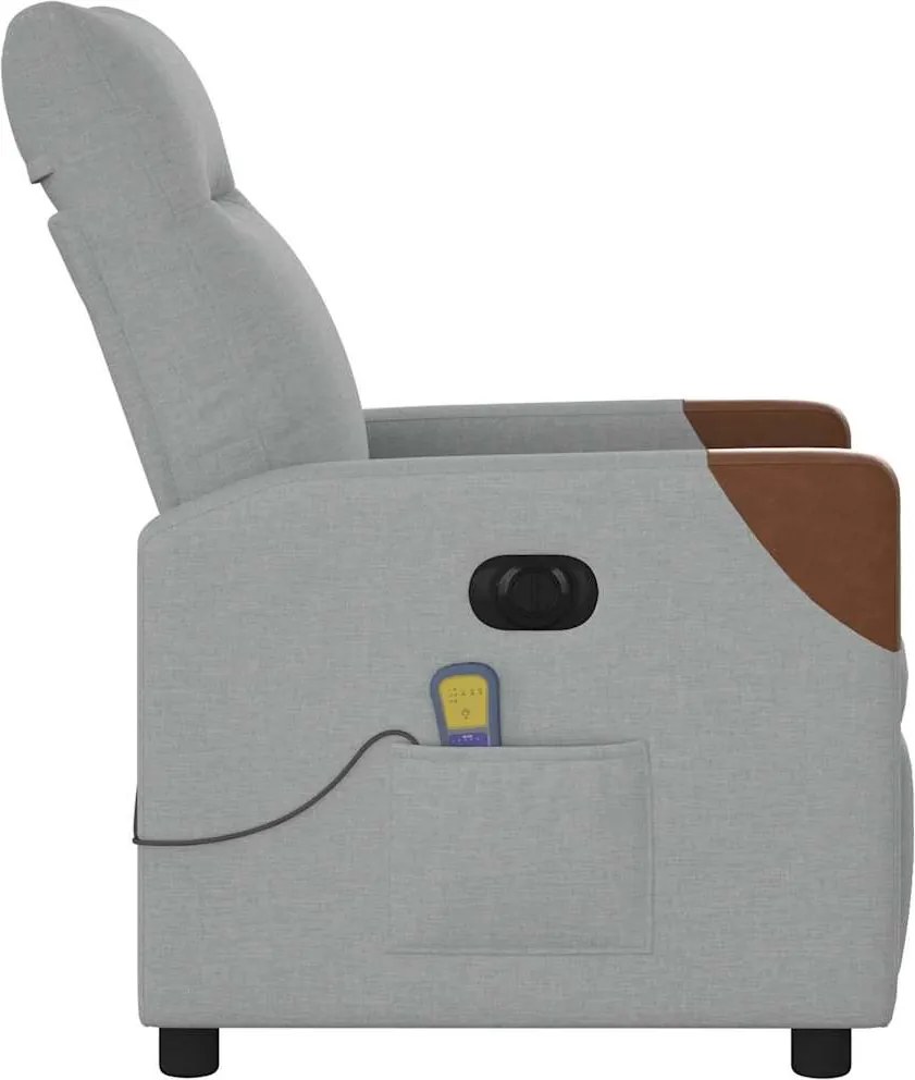 Elektrické masážní polohovací křeslo světle šedé textil 3323998