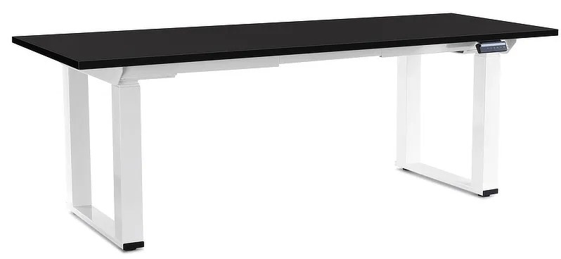 Výškově nastavitelný stůl OfficeTech Strong 200 x 80 cm, bílá podnož, černá