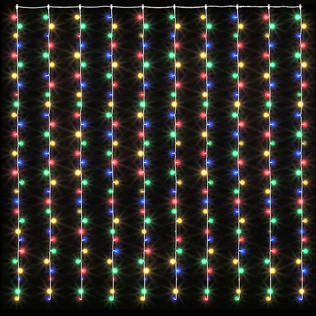 Světelný závěs 3x3 m 300 LED diod pestrobarevné světlo 8 funkcí 328932