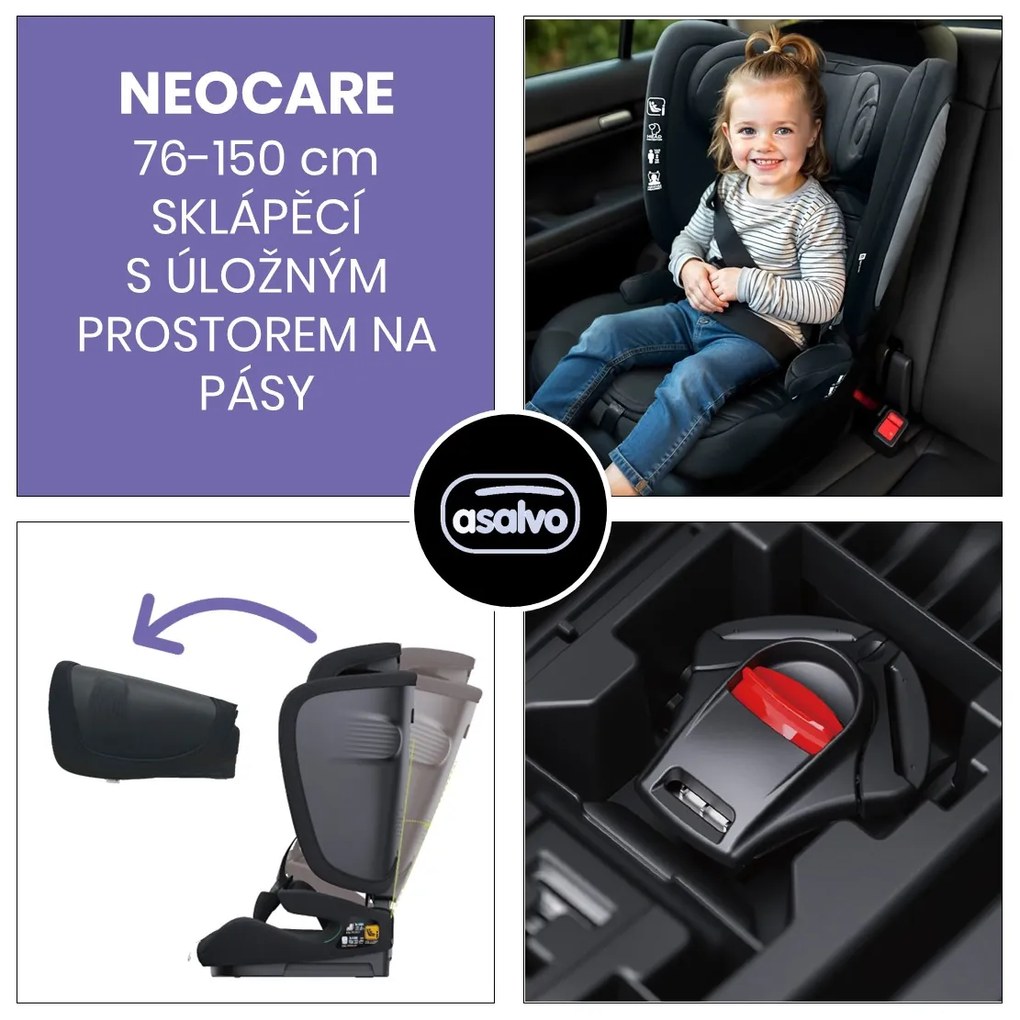 Asalvo NEOCARE iSize sklápěcí autosedačka 76-150, black
