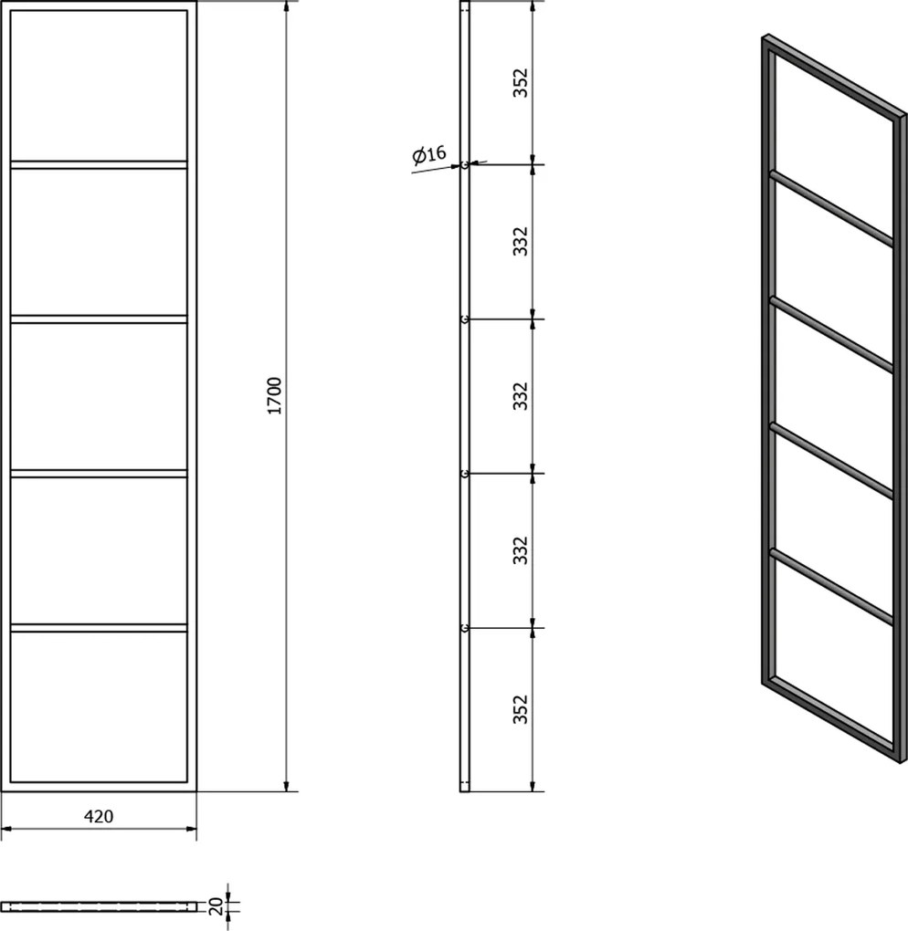 Sapho Sapho, SKA stojící sušák ručníků 420x1700x20mm, bílá mat, SKA561