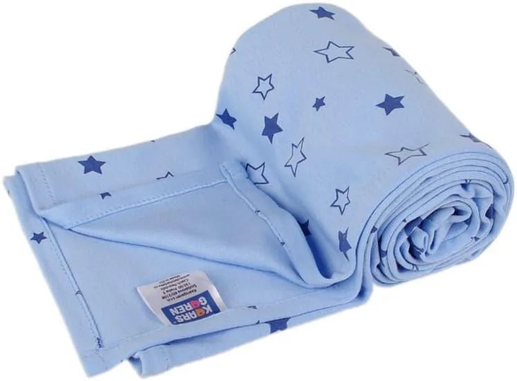 Kaarsgaren Letní deka z biobavlny 70x100 cm s potiskem Modrá hvězdičky