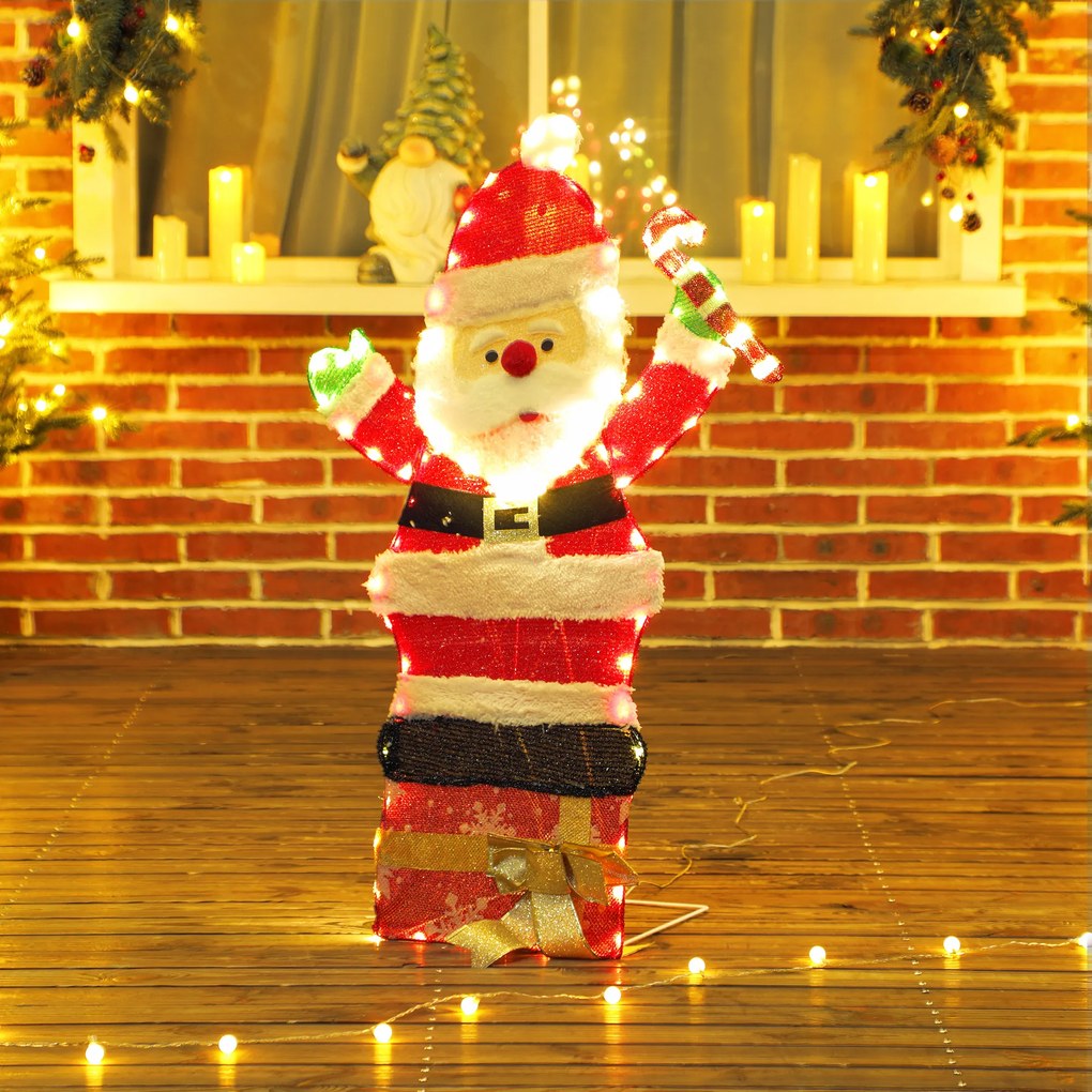 Outsunny 97 LED vánoční dekorace, Vánoce Santa Claus v teplé bílé, ocelový rám, vícebarevná