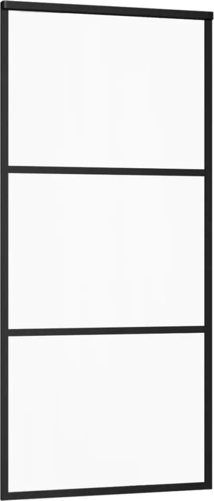 vidaXL Posuvné dveře ESG sklo a hliník 90 x 205 cm černé [151009]