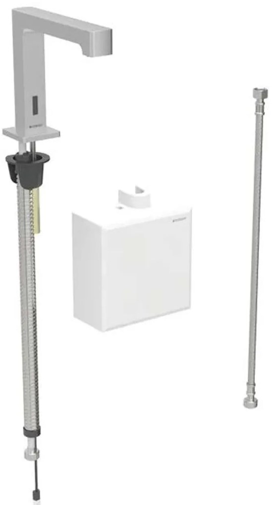 Geberit Brenta - Elektronický umyvadlový ventil, pro studenou vodu, napájení z generátoru, easy to clean, kartáčovaná nerez 116.175.SN.1