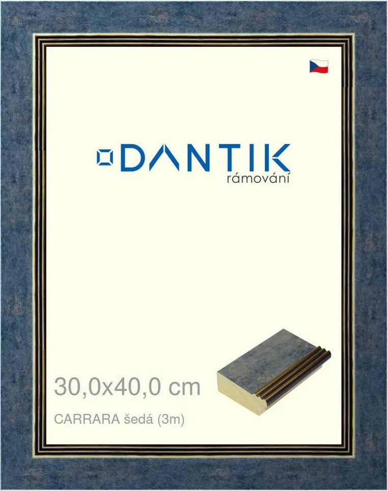 DANTIK rámeček 30x40 | Vyřazeno | CARRARA šedá (Plexi Čiré)