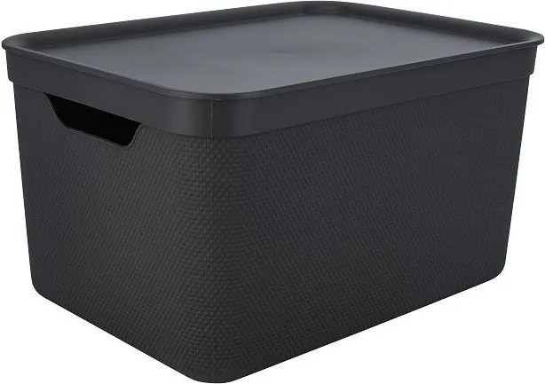 Rotho JIVE DECO Box s víkem, 36,5 × 26,5 × 20,3 cm, 16 l, antracit