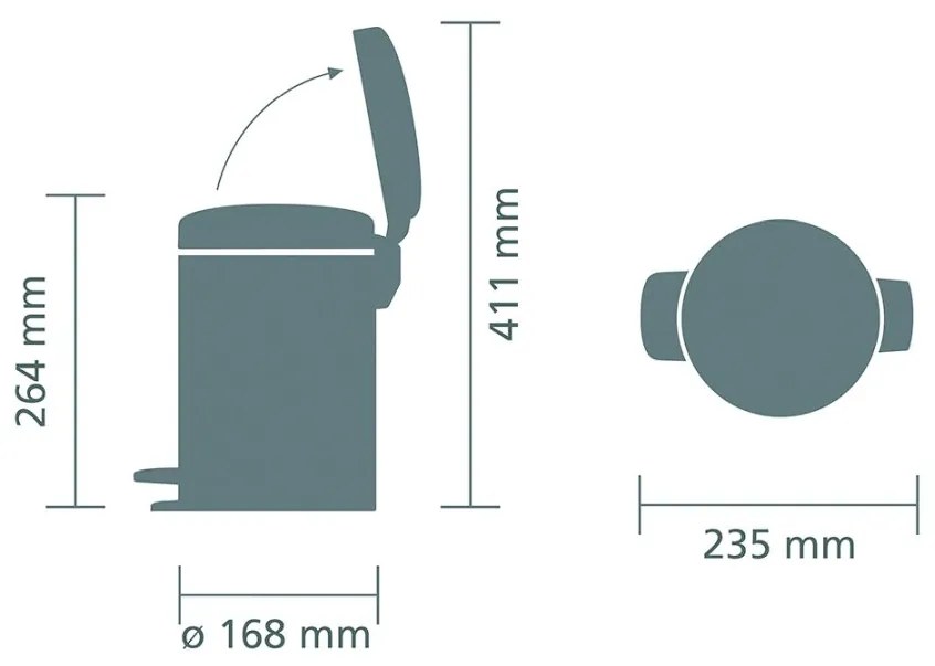 Brabantia pedálový odpadkový koš newlcon, 3l, bílý, 112126