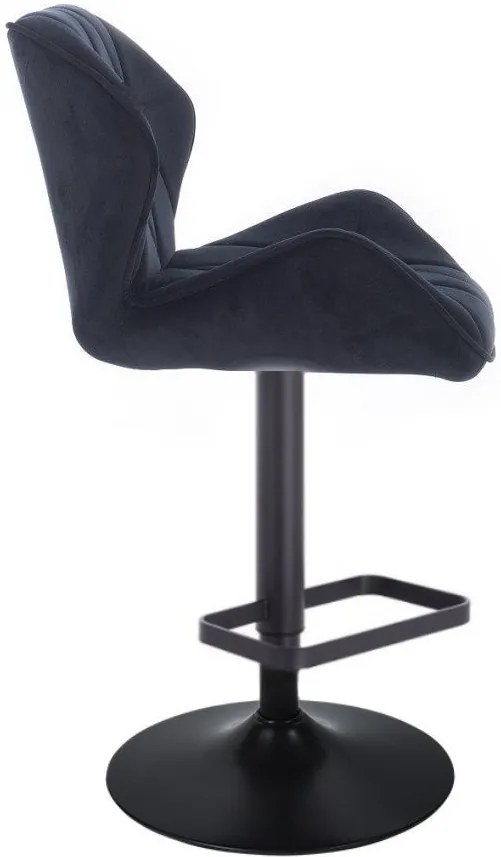 LuxuryForm DESIGN Barová židle MILANO VELUR na černé kulaté podstavě - černá