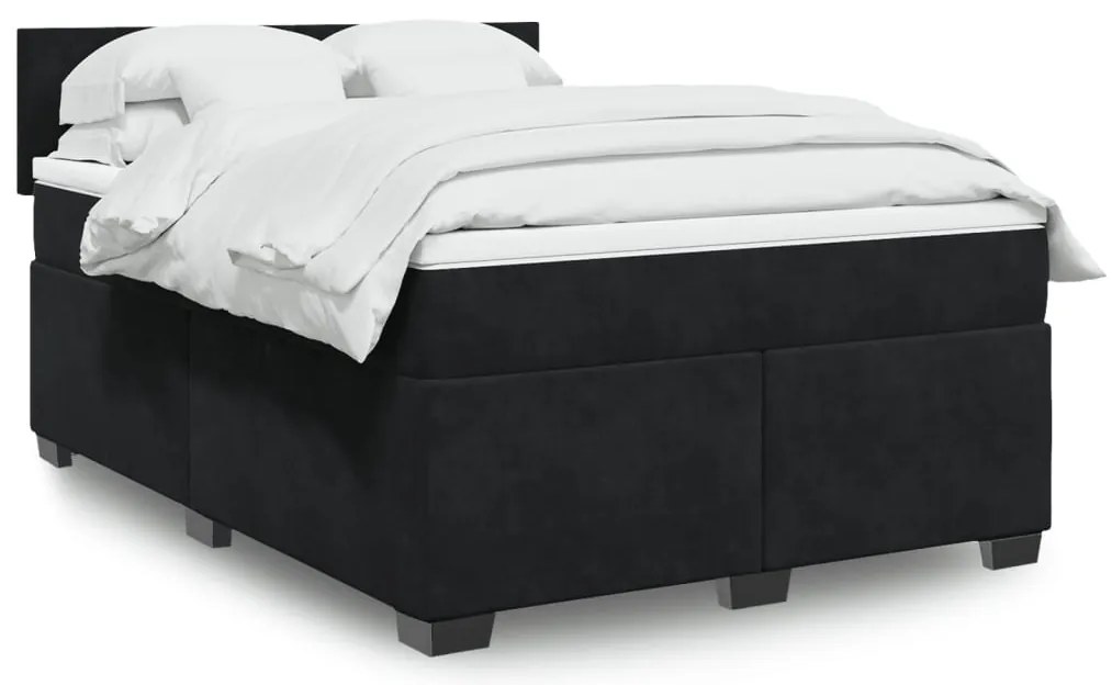Box spring postel s matrací černá 160x200 cm samet 3286350