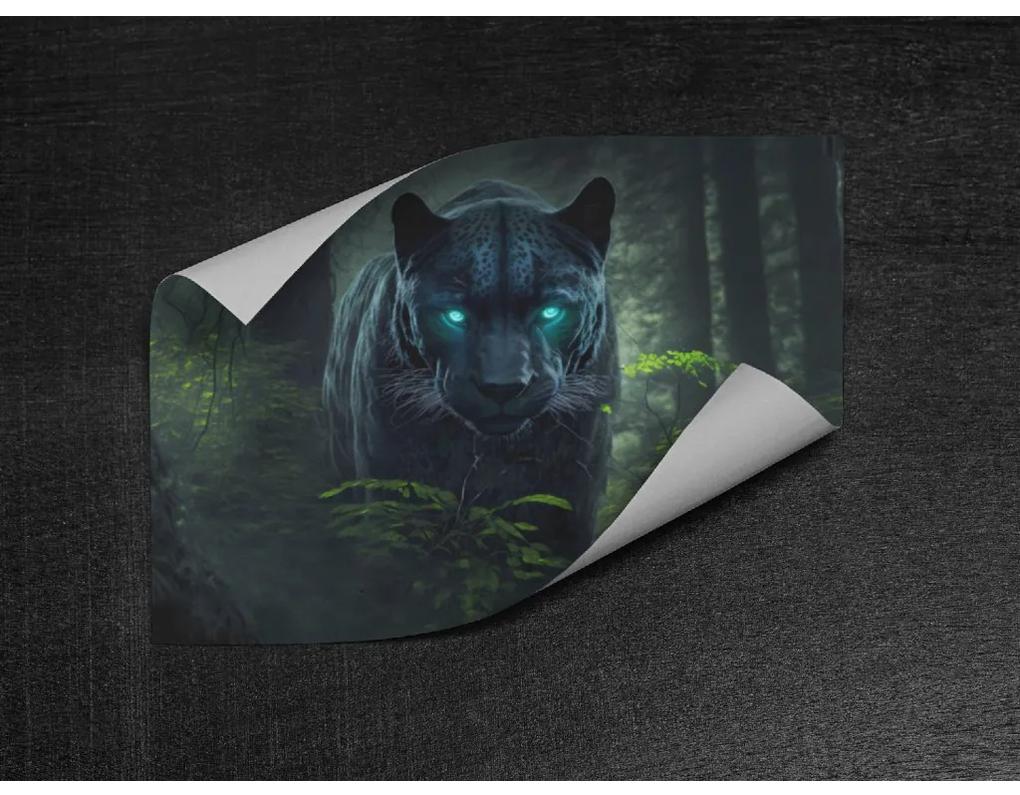 Plakát - Černý panter (puma) v lese FeelHappy.cz Velikost plakátu: A3 (29,7 × 42 cm)