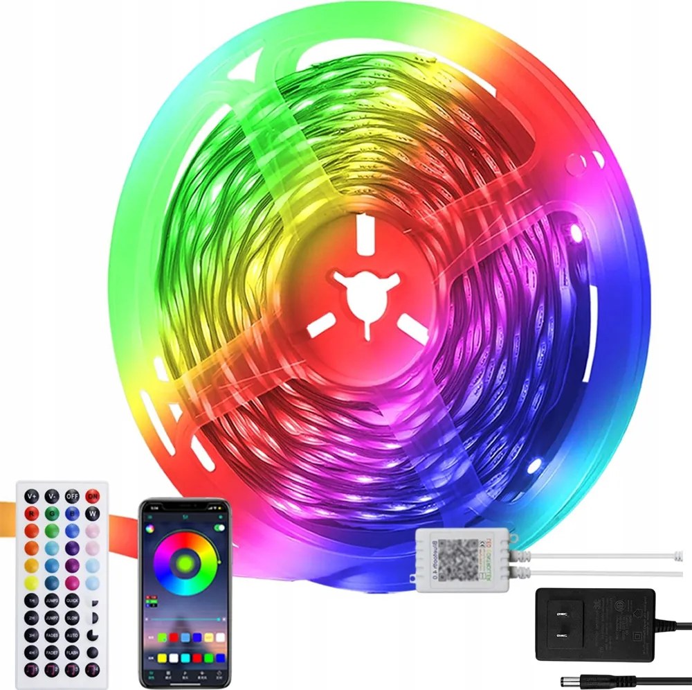 Led Páska 10M Rgb 5050 Bluetooth Mobilní Aplikace Dálkový Ovladač Hudba Sada 12V