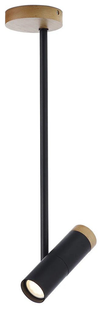 Light for home - Bodové svítidlo na tyči v černém provedení s dřevěnými prvky 70303 "NIMBA", 1x35W, GU10, černá, přírodní olše