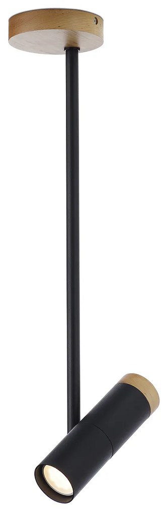 Light for home - Bodové svítidlo na tyči v černém provedení s dřevěnými prvky 70303 "NIMBA", 1x35W, GU10, černá, přírodní olše