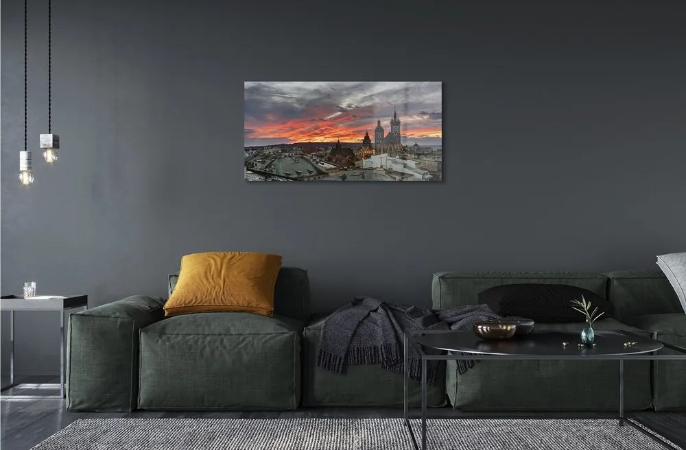 Obraz na skle Krakow Sunset panorama 120x60 cm