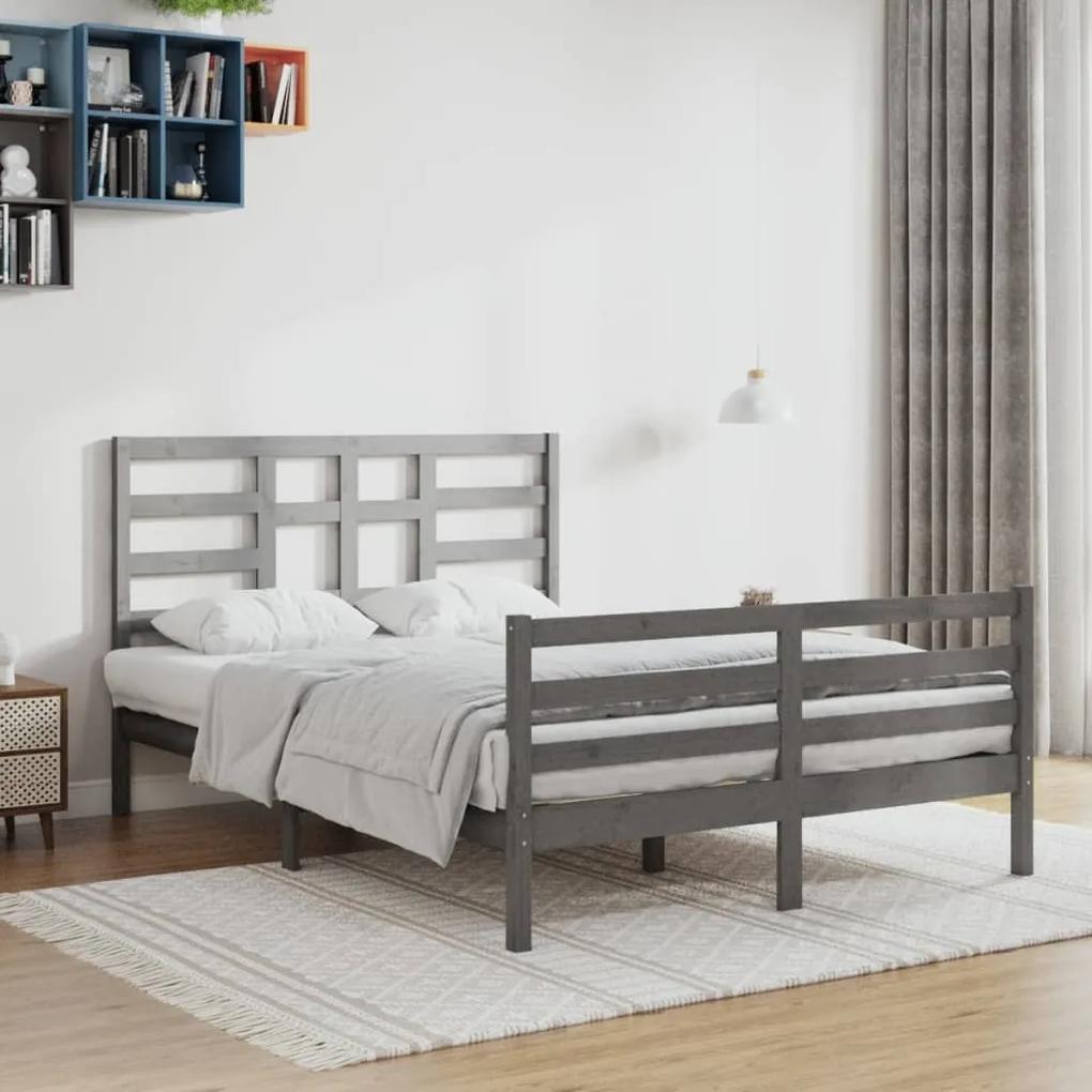 Rám postele šedý masivní dřevo 140 x 200 cm,  3105862
