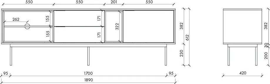 Vínový TV stolek 189x61x42 cm Mod – noo.ma