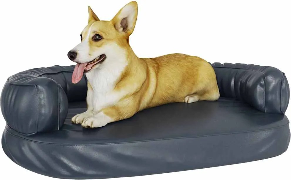Ergonomický molitanový pelíšek pro psy modrý 88x65cm umělá kůže 171315