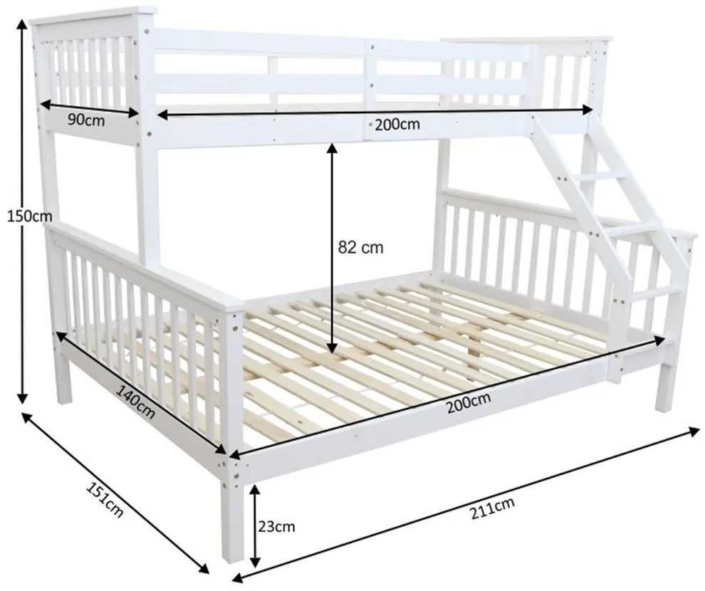 Kondela Patrová rozložitelná postel, bílá, BAGIRA