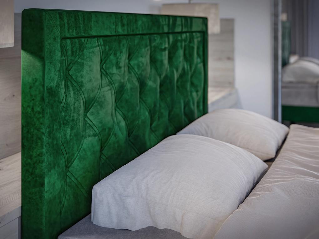 Kontinentální postel 160 cm Dustin (tmavě zelená) (s matrací a úl. prostorem). 1043363