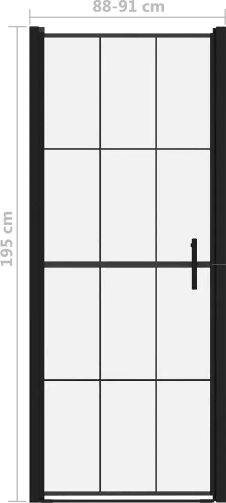 vidaXL Sprchové dveře tvrzené sklo 91 x 195 cm černé [148888]