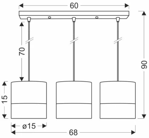 Lustr na lanku BIANCO 3xE27/40W/230V bílá/hnědá