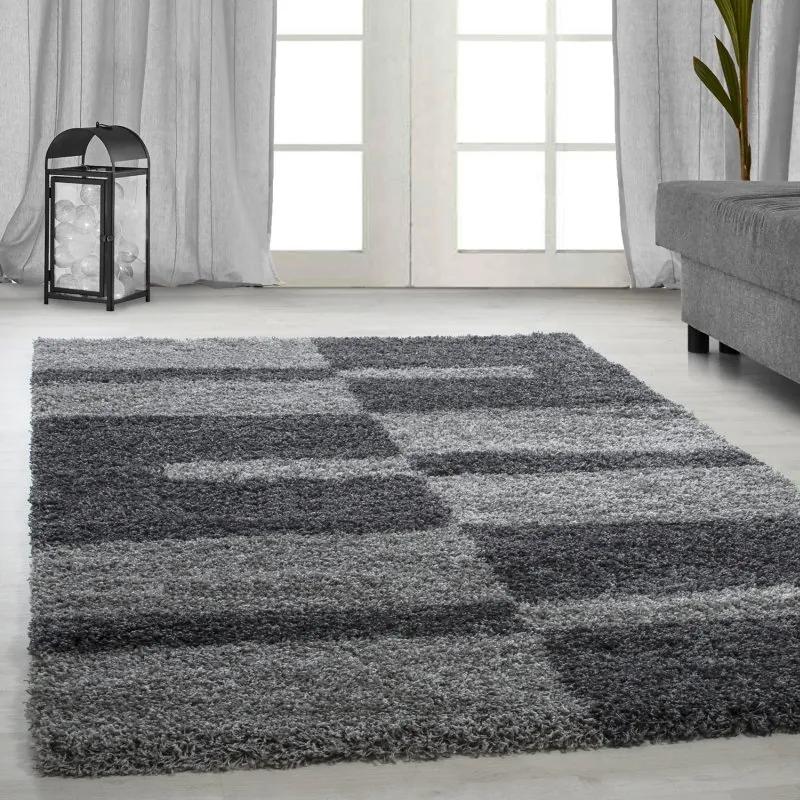 Ayyildiz  Kusový koberec Shaggy Gala 2505 šedý vysoký vlas 060x110 cm
