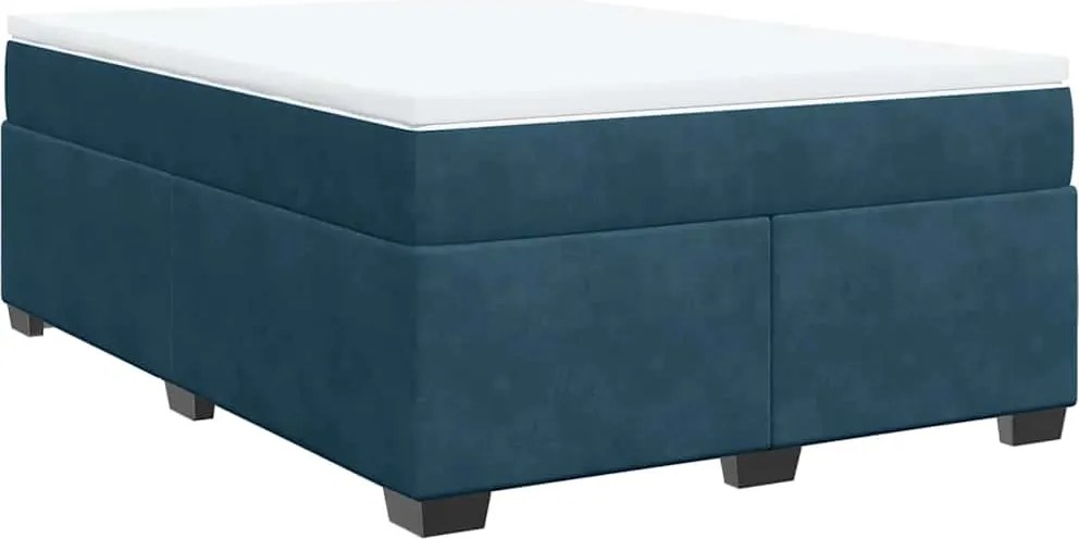 Box spring postel s matrací tmavě modrá 140x200 cm samet 3285291
