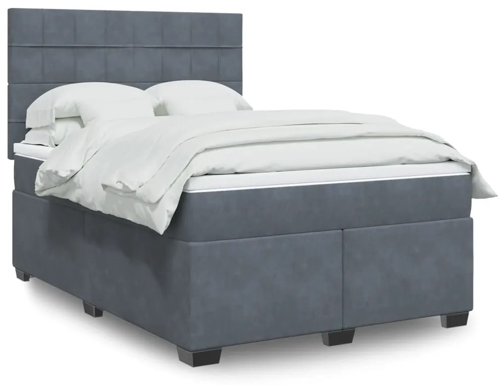 Box spring postel s matrací tmavě šedý 140 x 190 cm samet 3293207