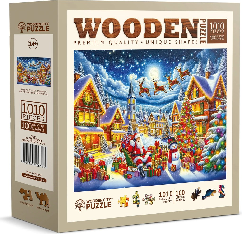 Wooden city dřevěné puzzle - santova sváteční cesta 1010 dílků