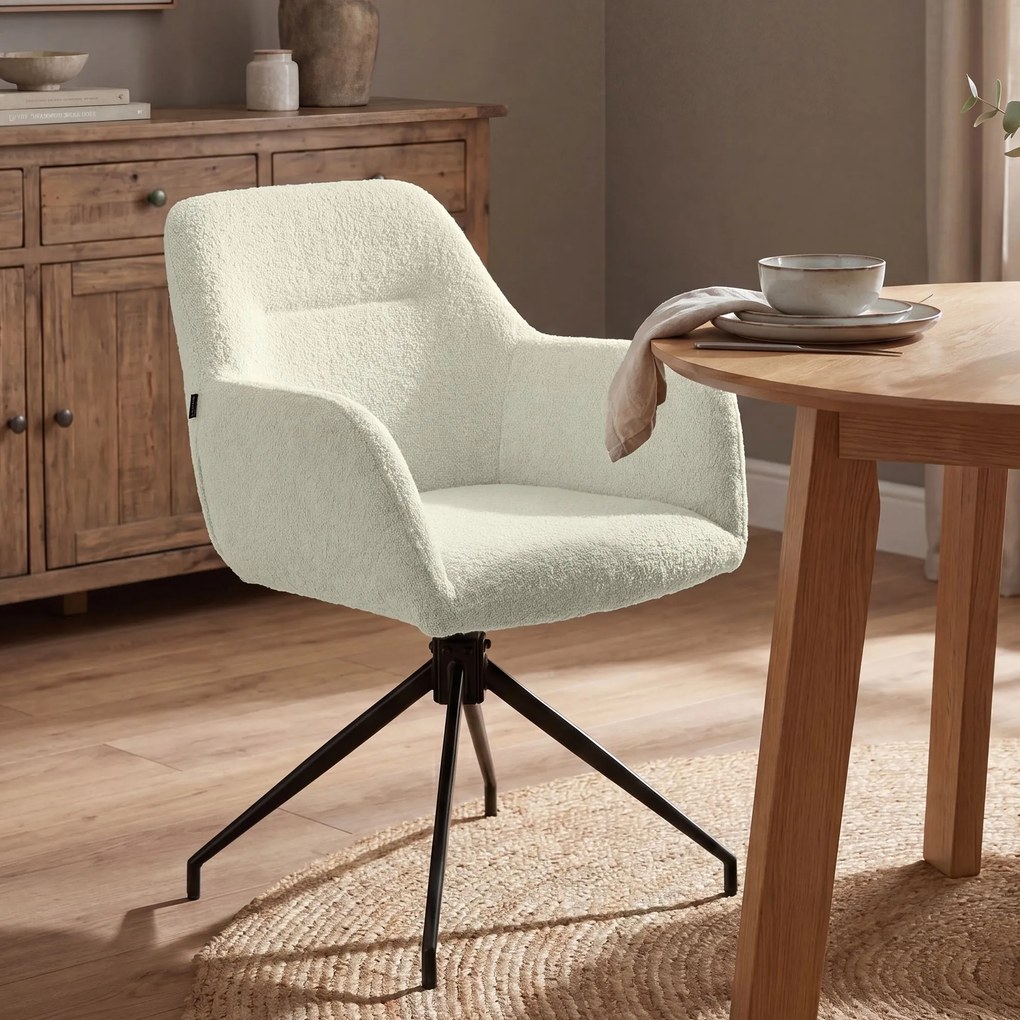 Jídelní židle Merlinda látka Teddy – krémová