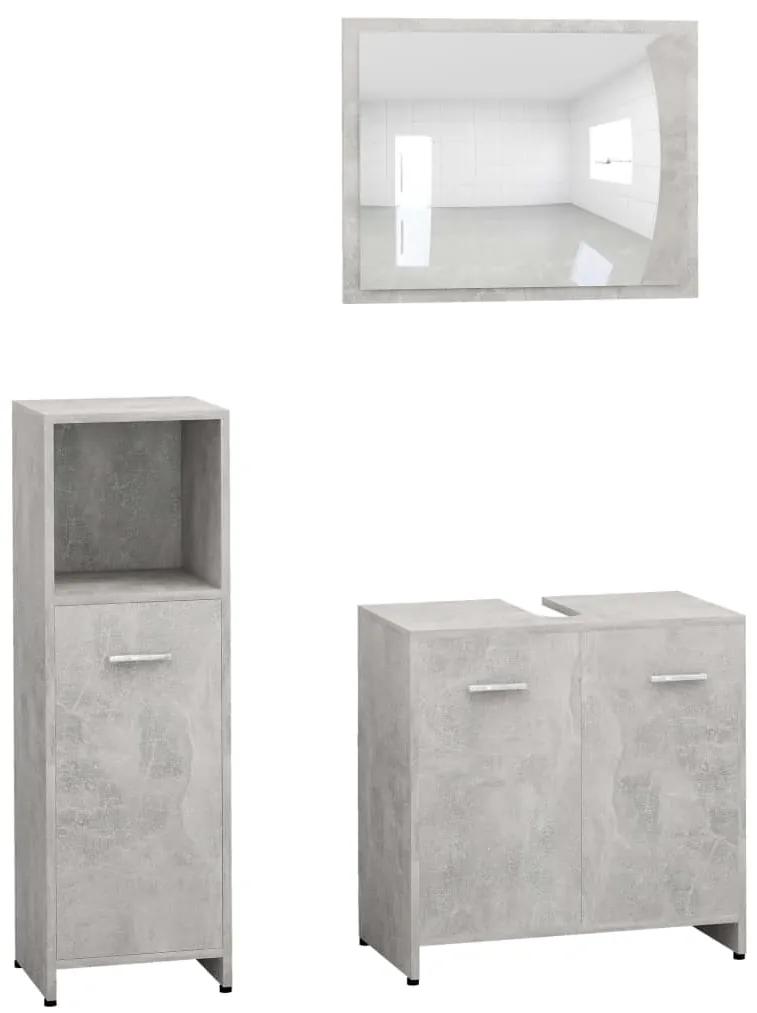 3dílná koupelnová sestava betonově šedá kompozitní dřevo - Default Title