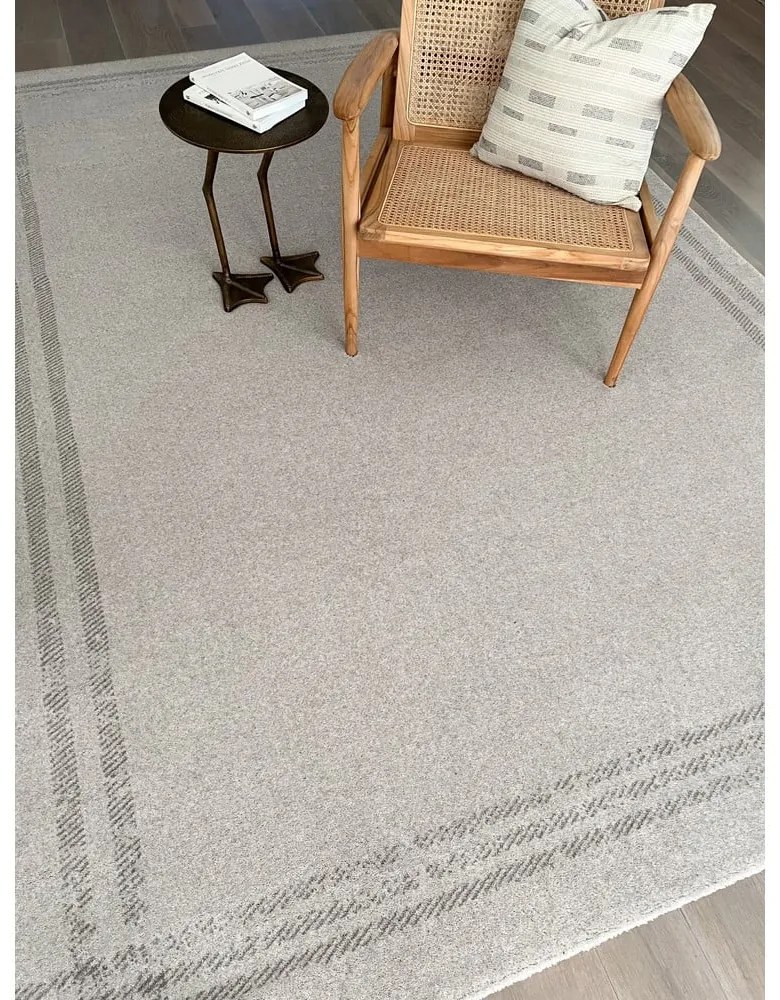 Krémový vlněný koberec 240x340 cm Calisia M Grid Rim – Agnella